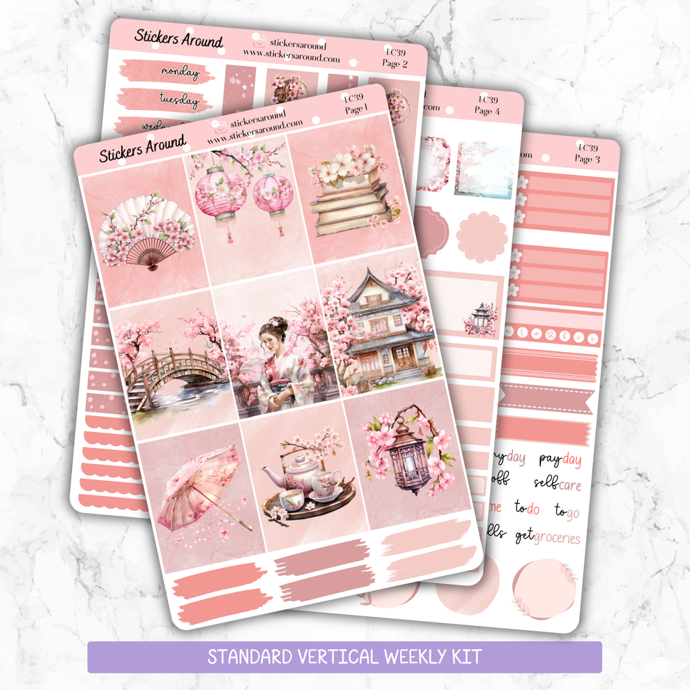 Cherry Blossom (Sakura) Vertical Kit Planner Stickers – Stickers Around