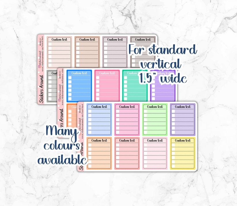 Custom Text Full Boxes Checklist Sticker for STANDARD VERTICAL ...