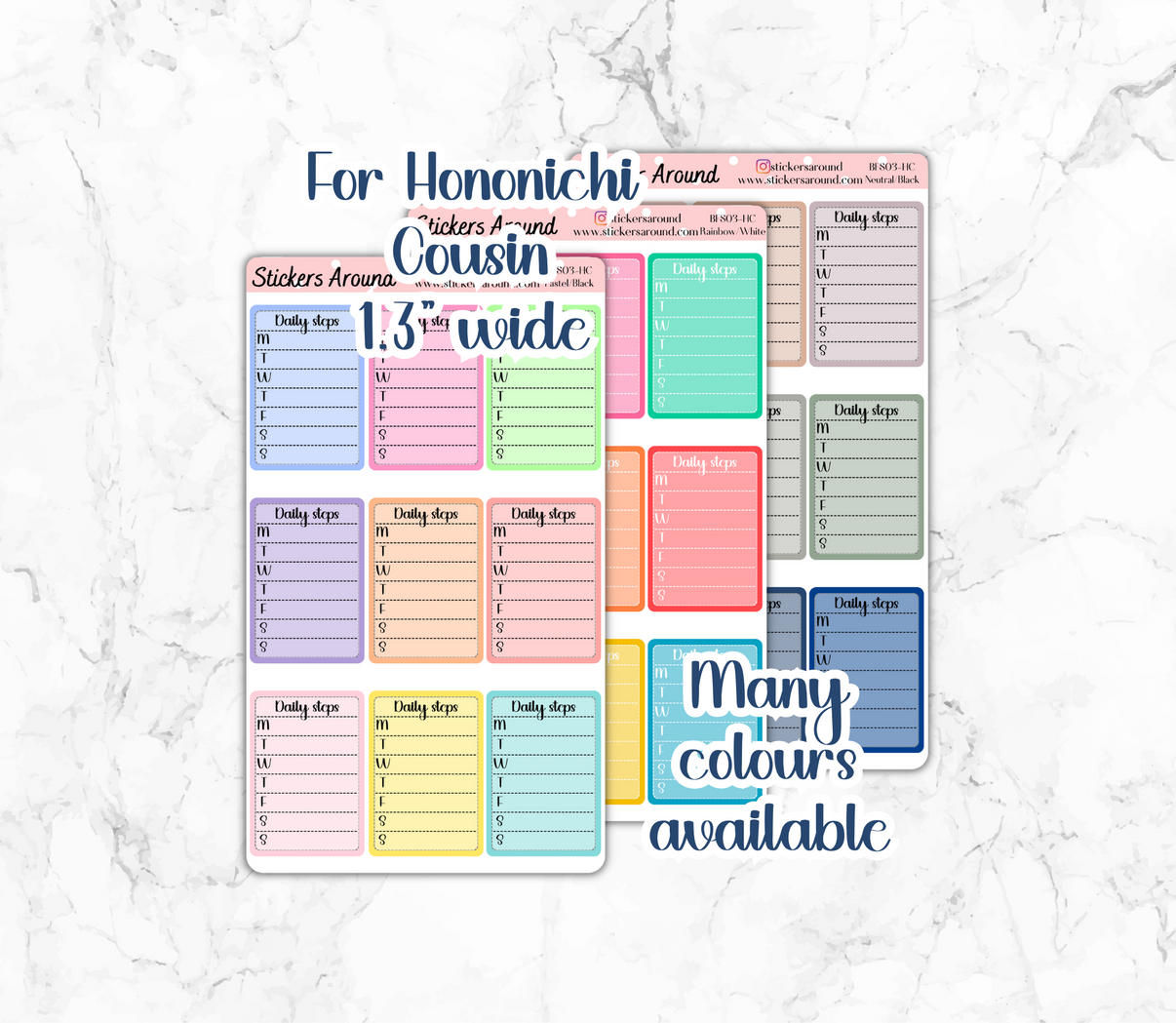 Daily Steps Sidebar Tracker Stickers for HOBONICHI COUSIN – Stickers Around