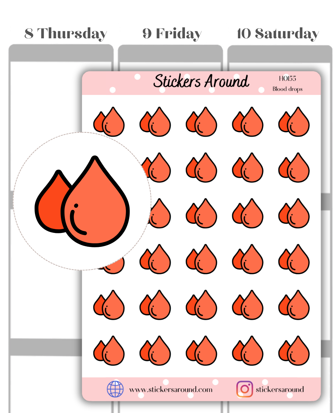 Blood Drops Icon Planner Stickers – Stickers Around