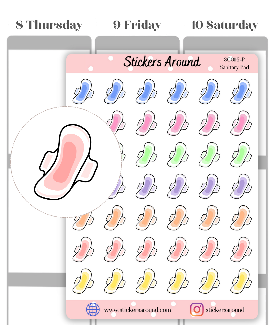 Sanitary Pad Icon Planner Sticker – Stickers Around