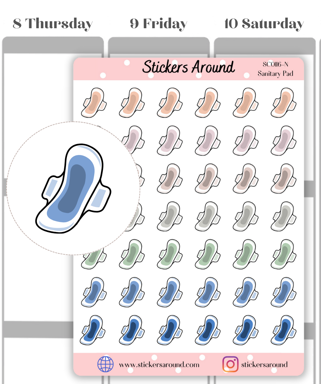 Sanitary Pad Icon Planner Sticker – Stickers Around