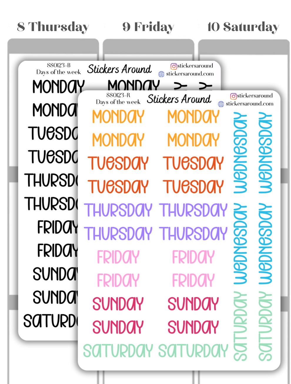 Months and Days of the Week Script Planner Sticker - Font 4 – Stickers ...