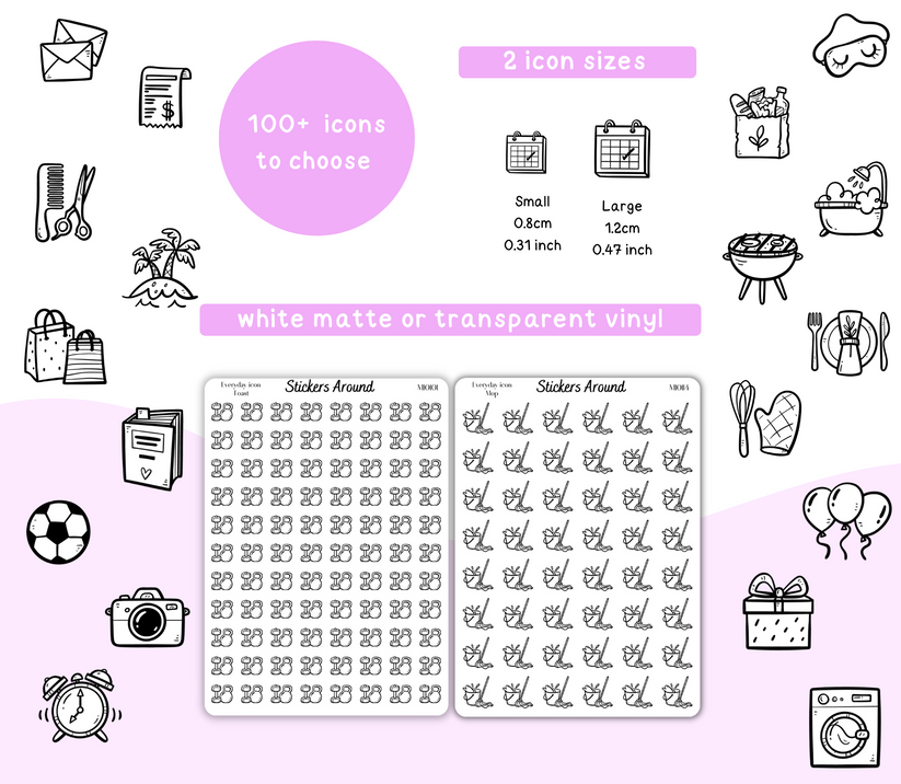 Everyday Doodle Icons - 100 ICONS TO CHOOSE FROM – Stickers Around